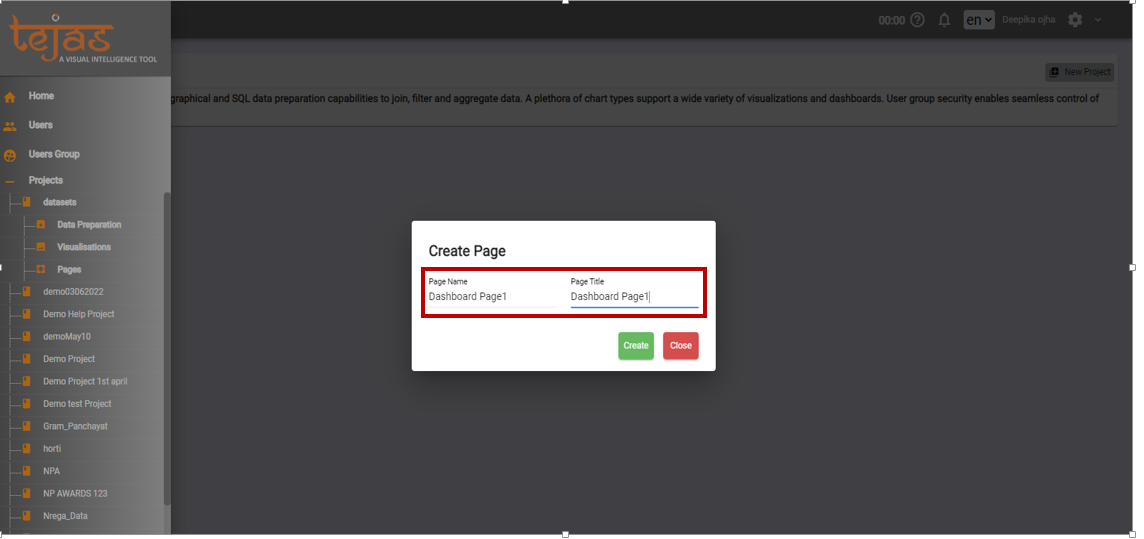 Create a Page | TejasVI